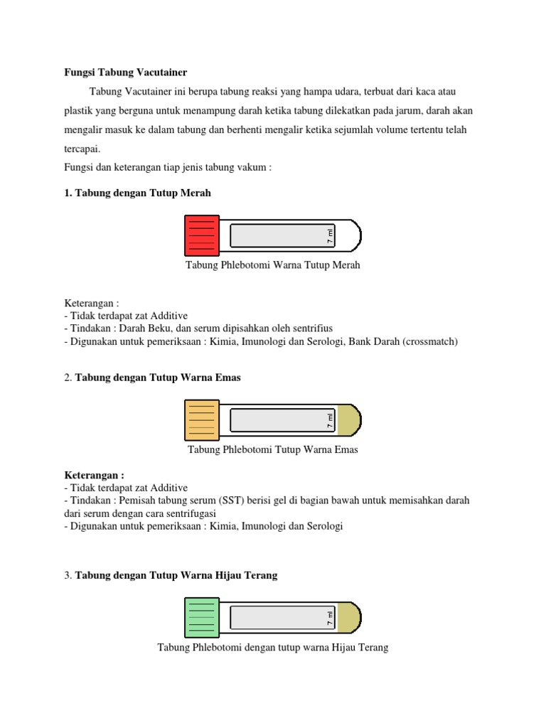 Fungsi dan Jenis Tabung Vacutainer | PDF | Sains & Matematika