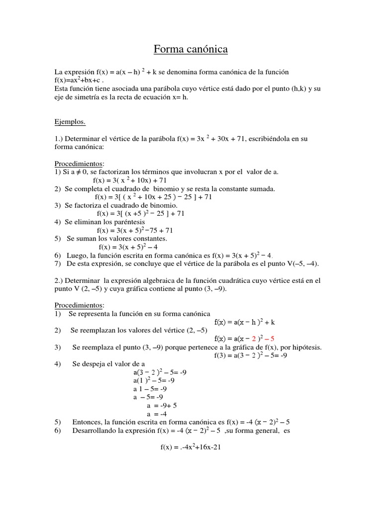 Forma Canónica | Conceptos matemáticos | Geometría
