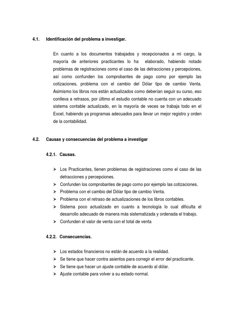 Identificación y análisis de problemas contables en una empresa y ...