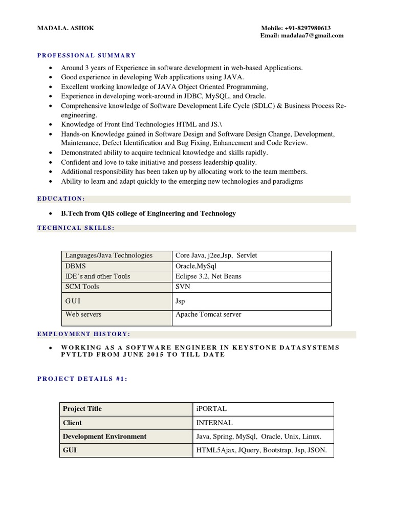 Ashok Madala's Resume: Seeking a Software Engineering Role Leveraging 3 Years of Experience ...