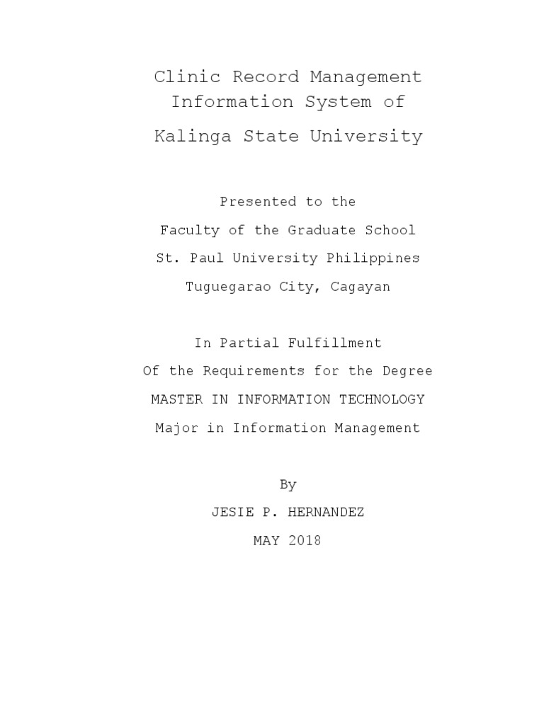 Clinic Record Management Information System of Kalinga State University ...