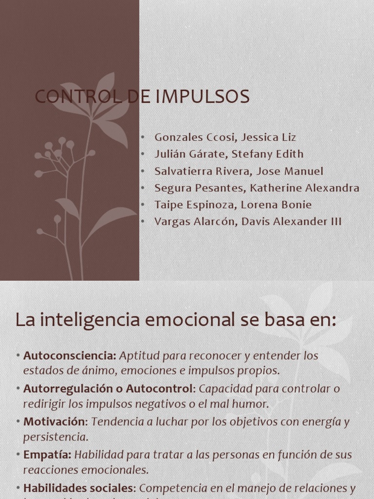 Control de Impulsos y Autocontrol | PDF | Inteligencia emocional | Las ...