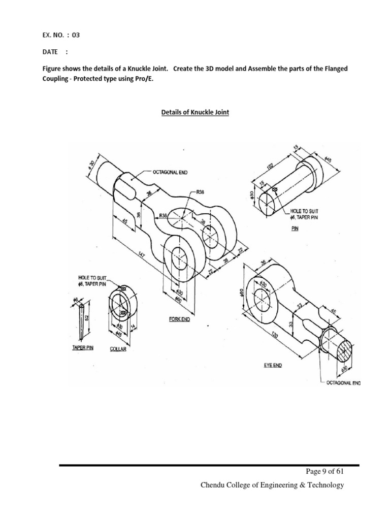 Figure Shows The Details of A Knuckle Joint. Create The 3D Model and ...