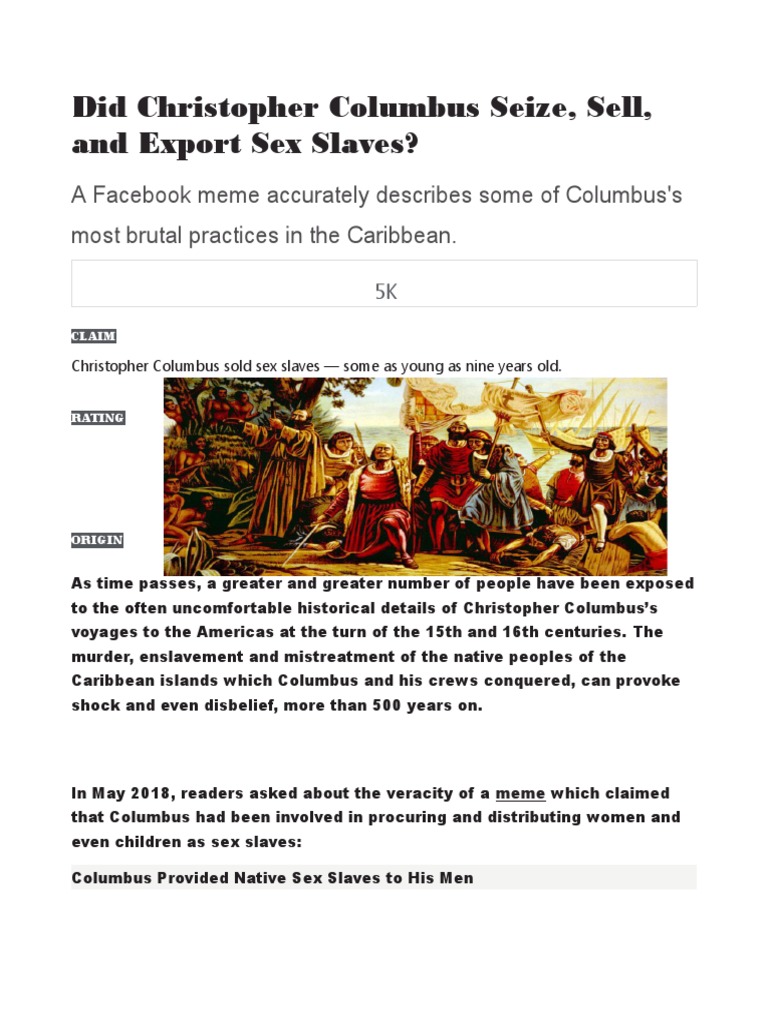 Christopher Columbus Sold Slaves Some as Young as 9 | Christopher ...