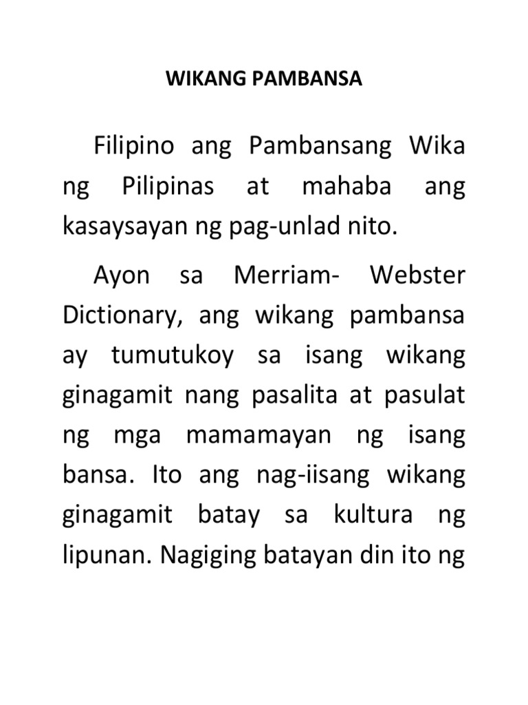 Wikang Pambansa | PDF