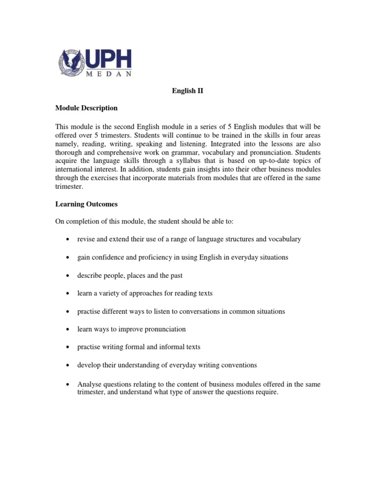 English II Module Advances Language Skills | PDF