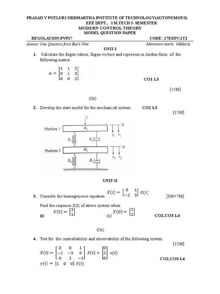 Following Matrix: Answer One Question From Each Unit Maximum Marks: 60marks | PDF
