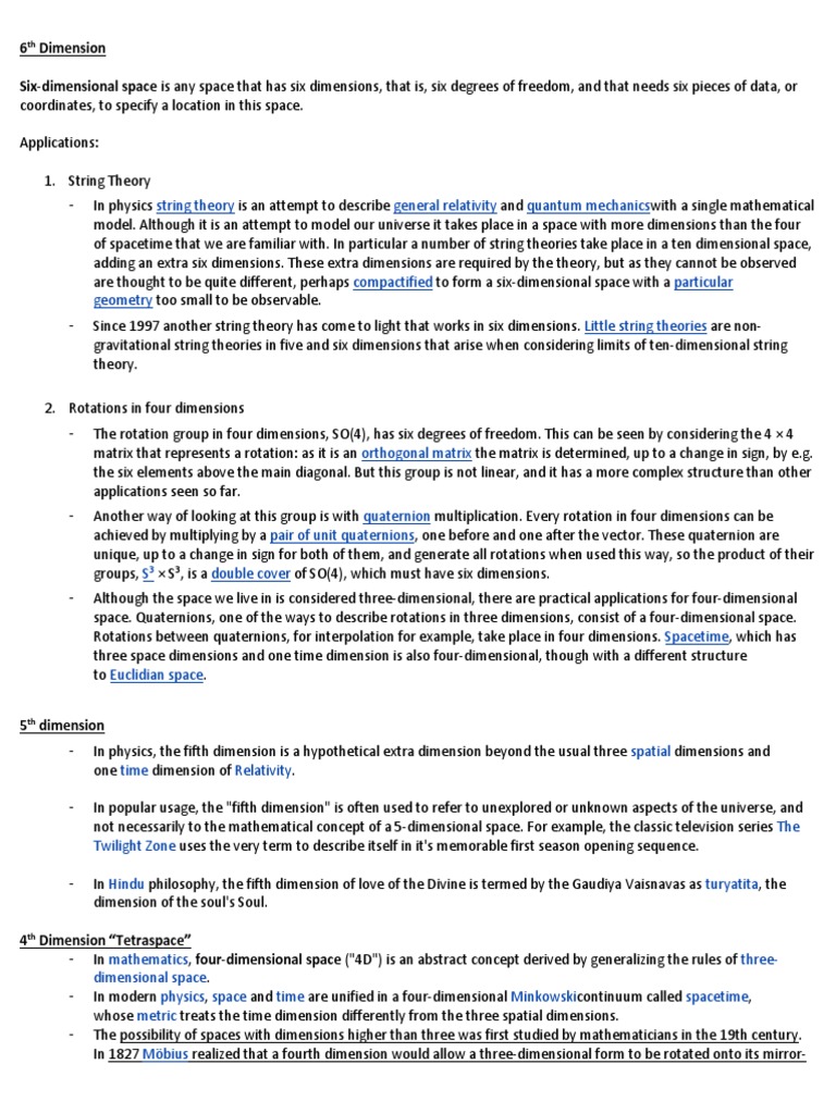 6 Dimension Six-Dimensional Space Is Any Space That Has Six Dimensions ...