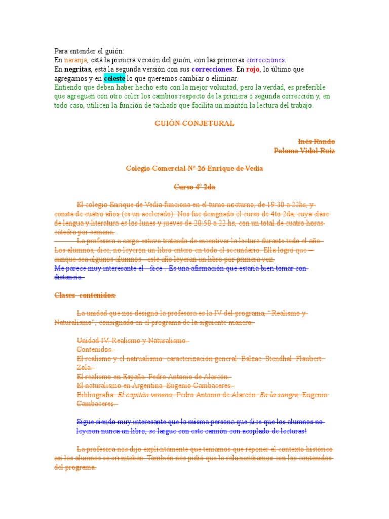 Guion Conjetural | PDF | Lectura (proceso) | Realismo literario