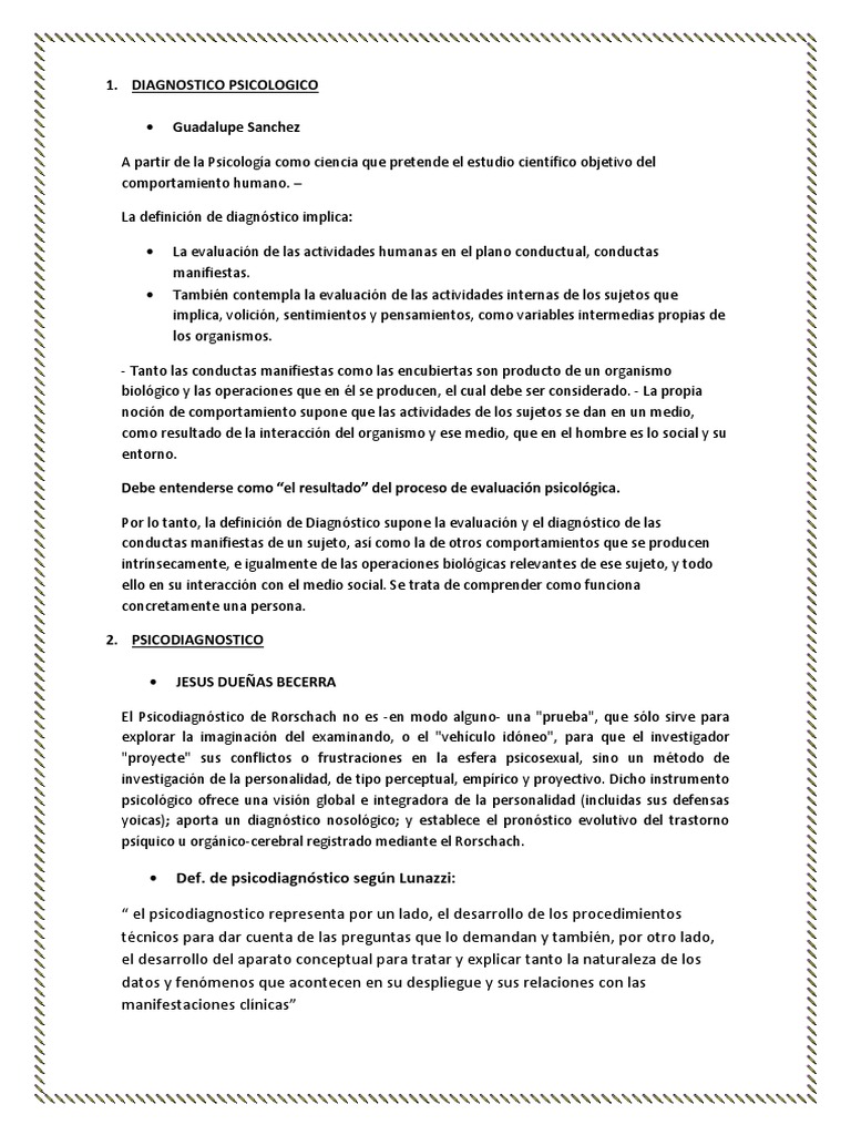 DIAGNOSTICO PSICOLOGICO | Comportamiento | Psicología