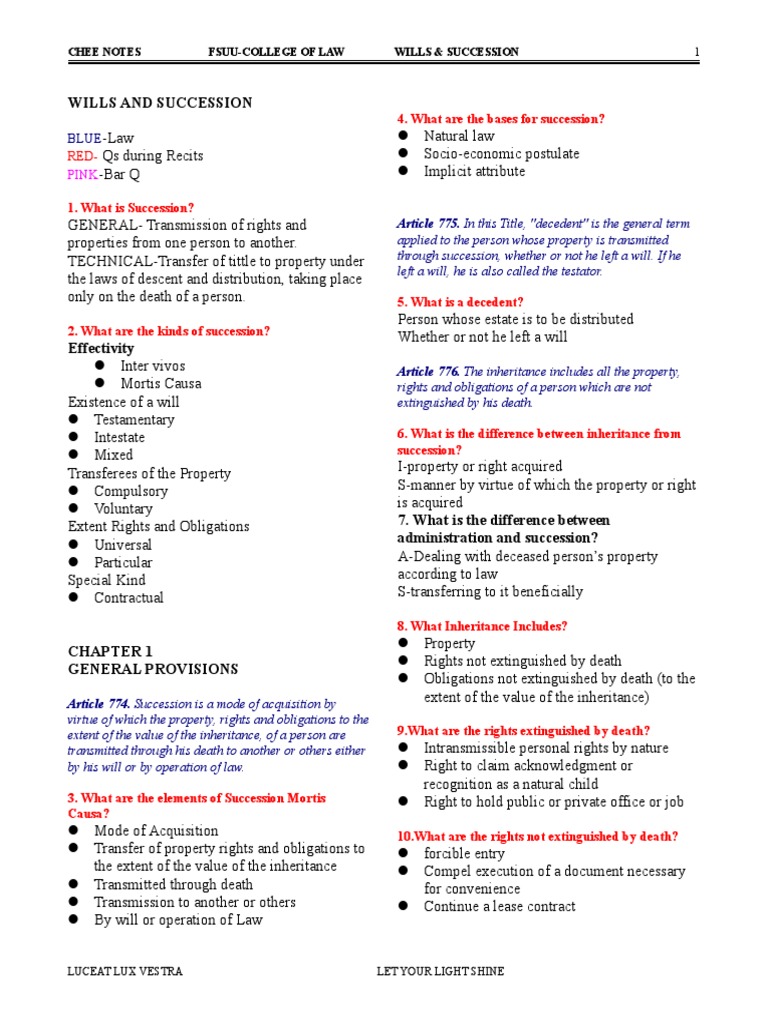 Wills and Succession | Will And Testament | Inheritance