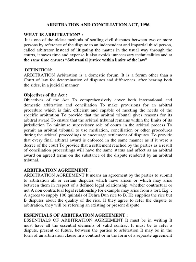 Arbitration and Conciliation Act | PDF | Arbitral Tribunal | Arbitration