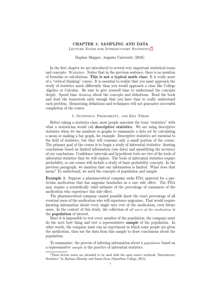 Chapter1 Stats | PDF | Sampling (Statistics) | Experiment