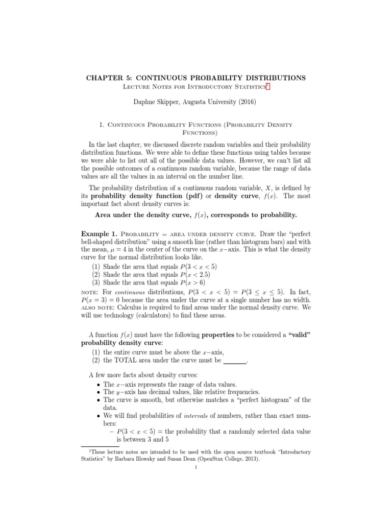 Chapter5 Stats | PDF | Probability Distribution | Mean