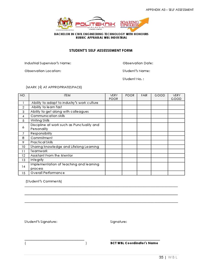 Appendix A3 Self Assessment Cht3 | PDF