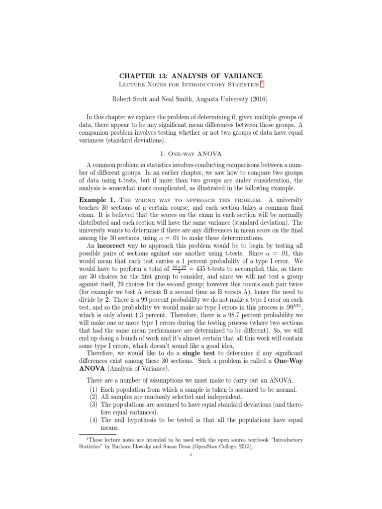 Chapter13 Stats | PDF | Analysis Of Variance | P Value