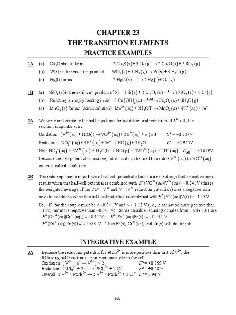 The Transition Elements: Practice Examples | PDF | Chromium ...