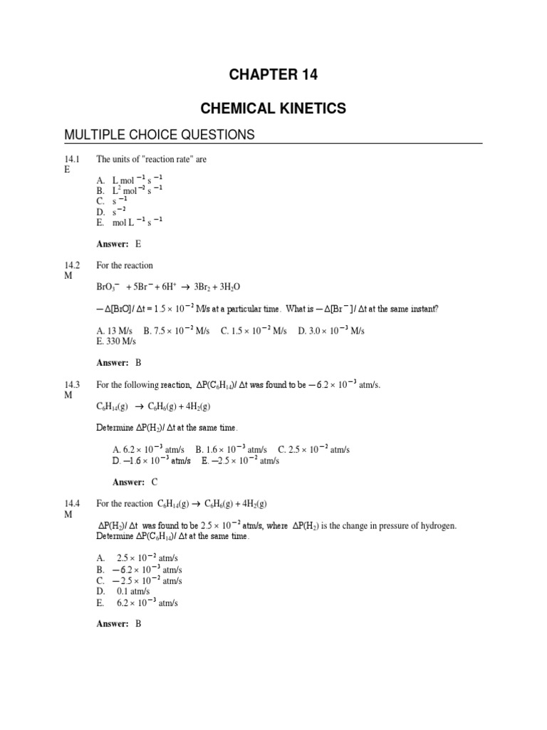 Chem 17 Chapter 14 Questions | PDF | Activation Energy | Chemical Kinetics