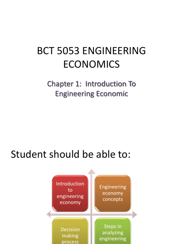 BCT 5053 Engineering Economics: Chapter 1: Introduction To Engineering ...