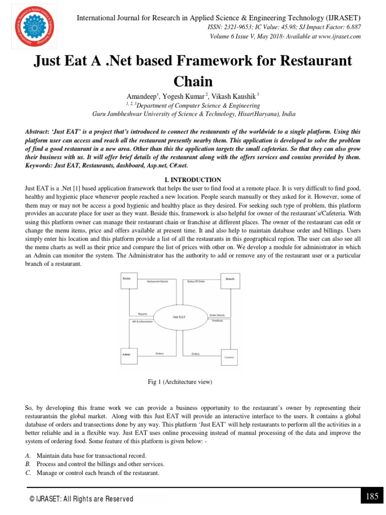 Just Eat A .Net Based Framework For Restaurant Chain | PDF | System ...