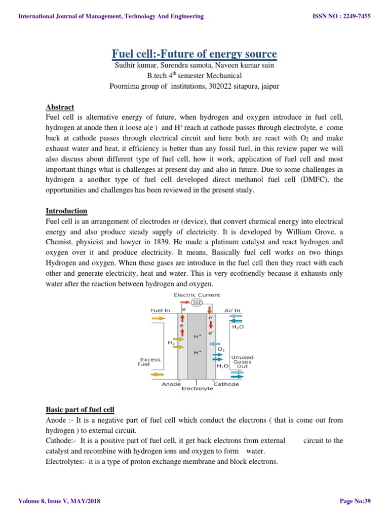 Fuel Cell:-Future of Energy Source | PDF | Fuel Cell | Hydrogen