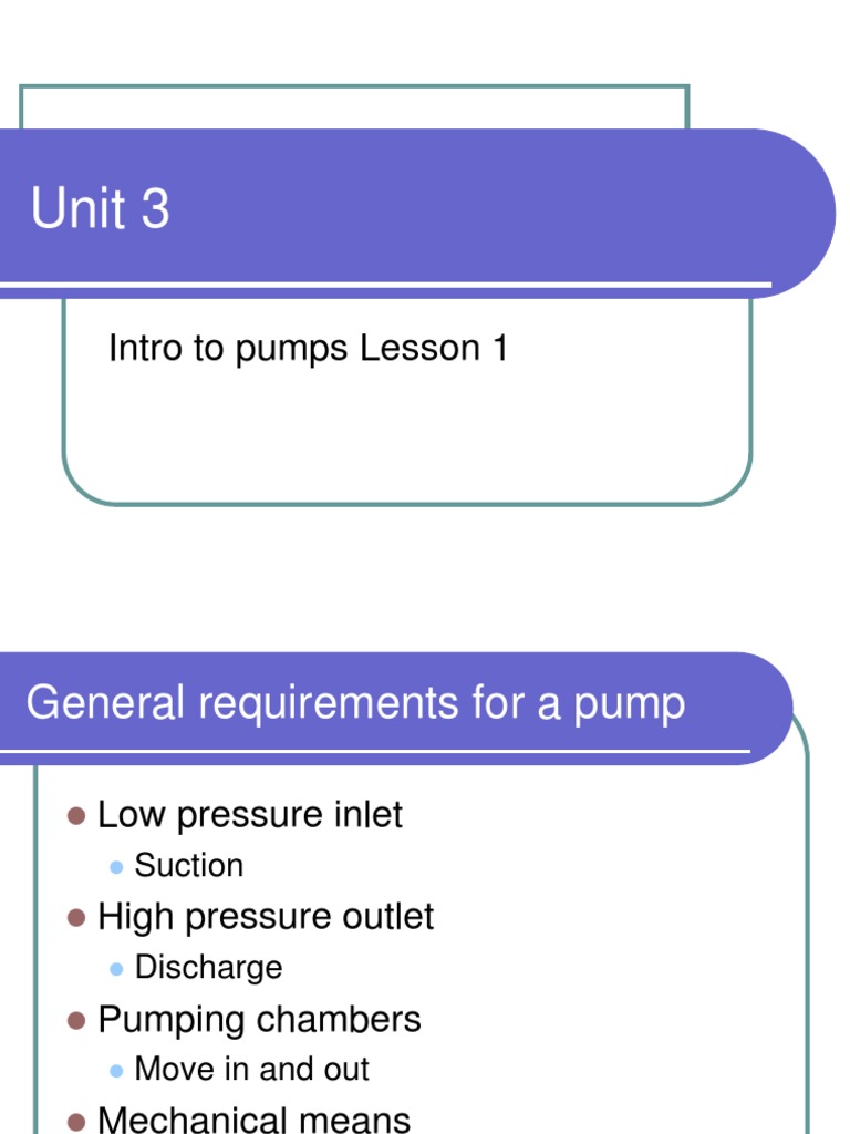 Unit 3: Intro To Pumps Lesson 1 | PDF | Pump | Gases