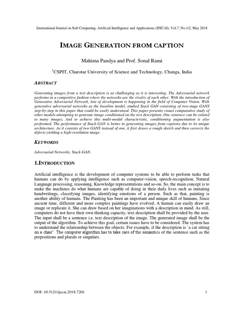 Image Generation From Caption | PDF | Artificial Neural Network ...