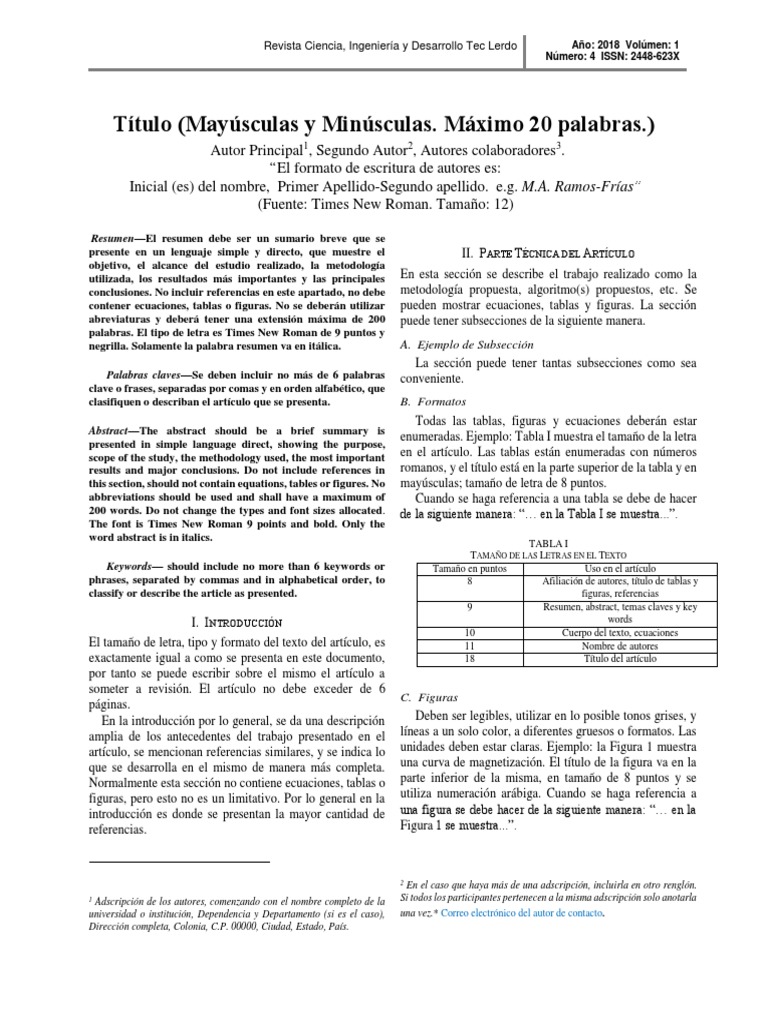 Formato Articulo REVISTA-2018 | Sumario abstracto) | Comunicación escrita