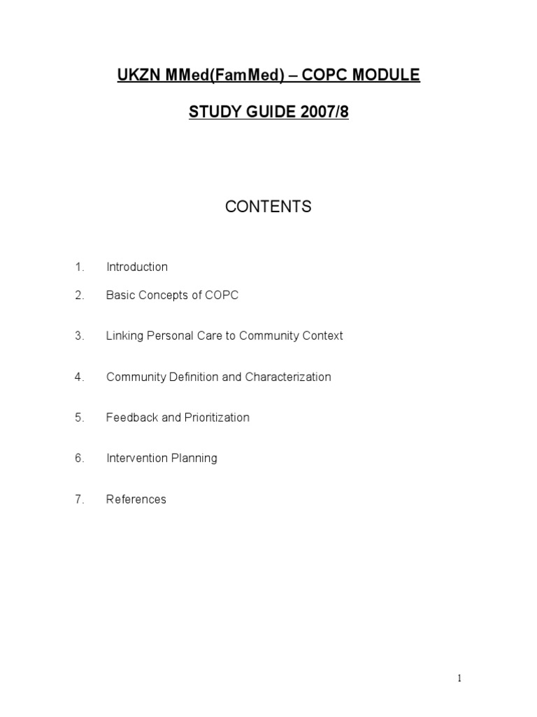 COPC StudyGuide | PDF | Community | Patient