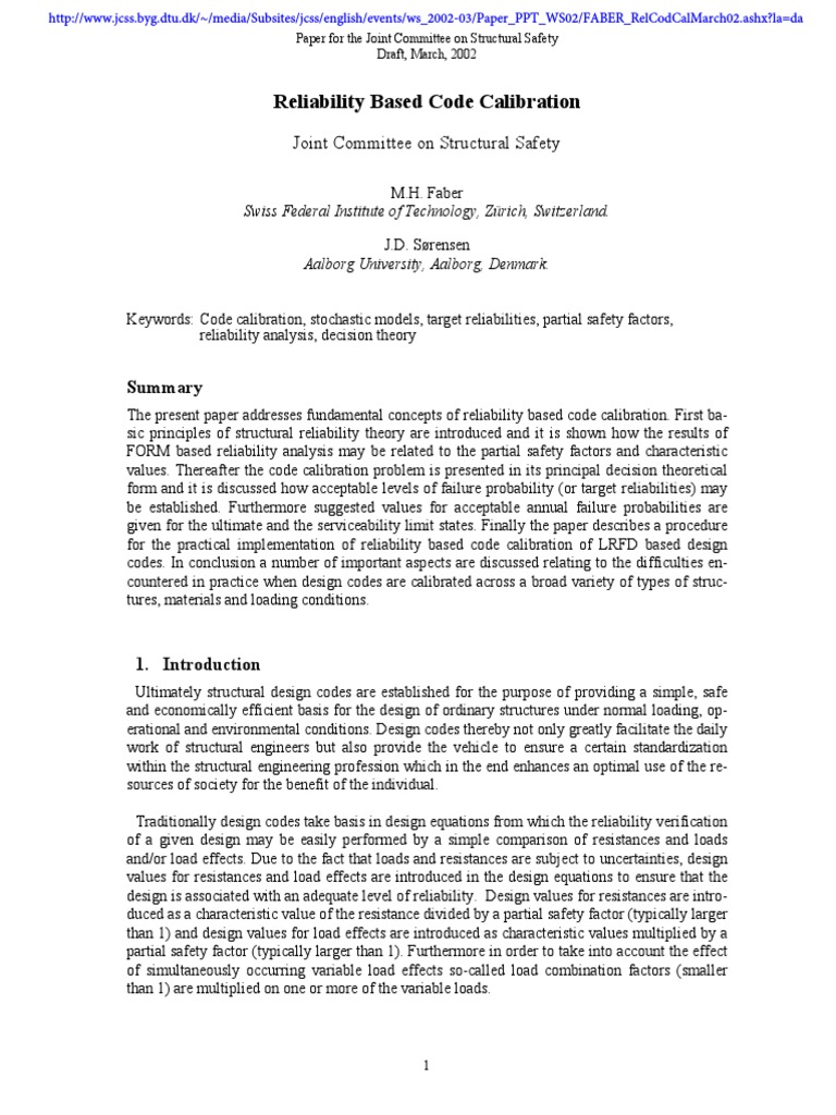 Reliability Based Code Calibration | PDF | Reliability Engineering | Uncertainty