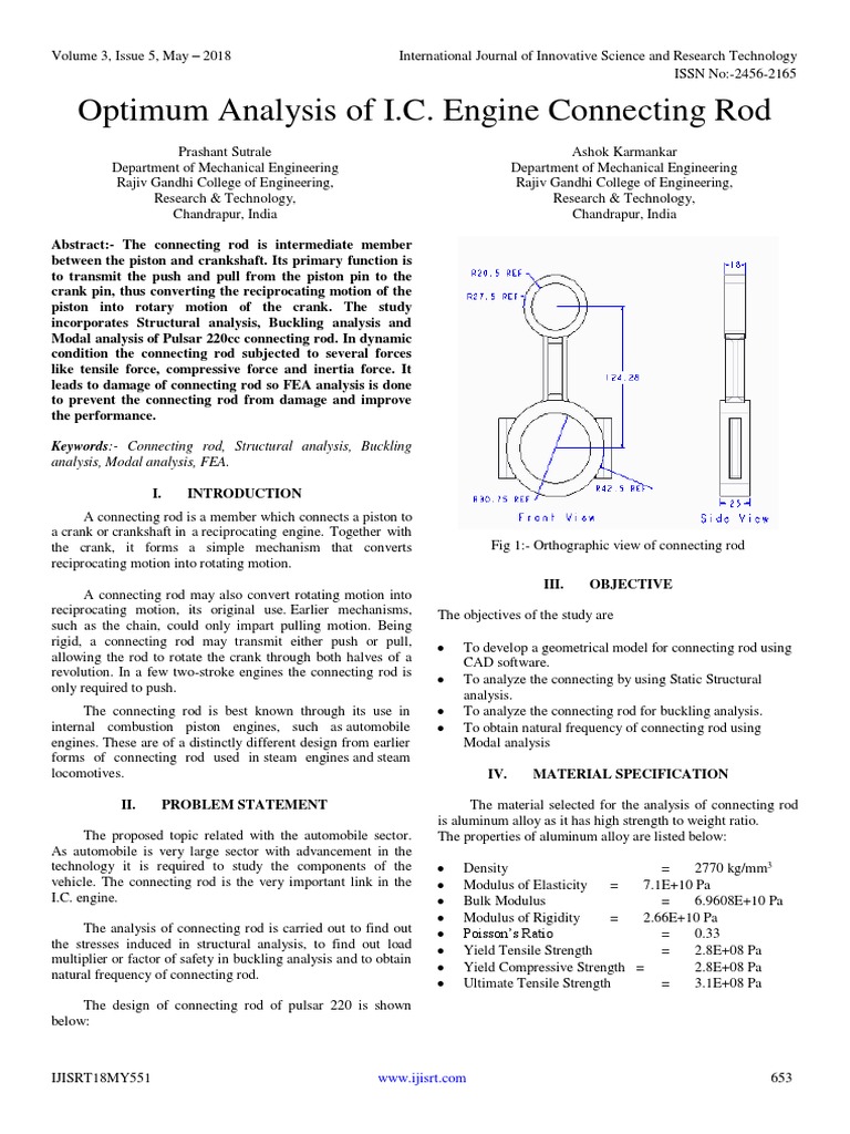 Optimum Analysis of I.C. Engine Connecting Rod | Download Free PDF ...