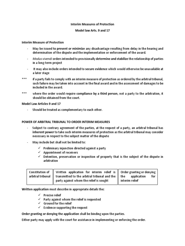 Interim Measures of Protection | PDF | Arbitral Tribunal | Alternative ...