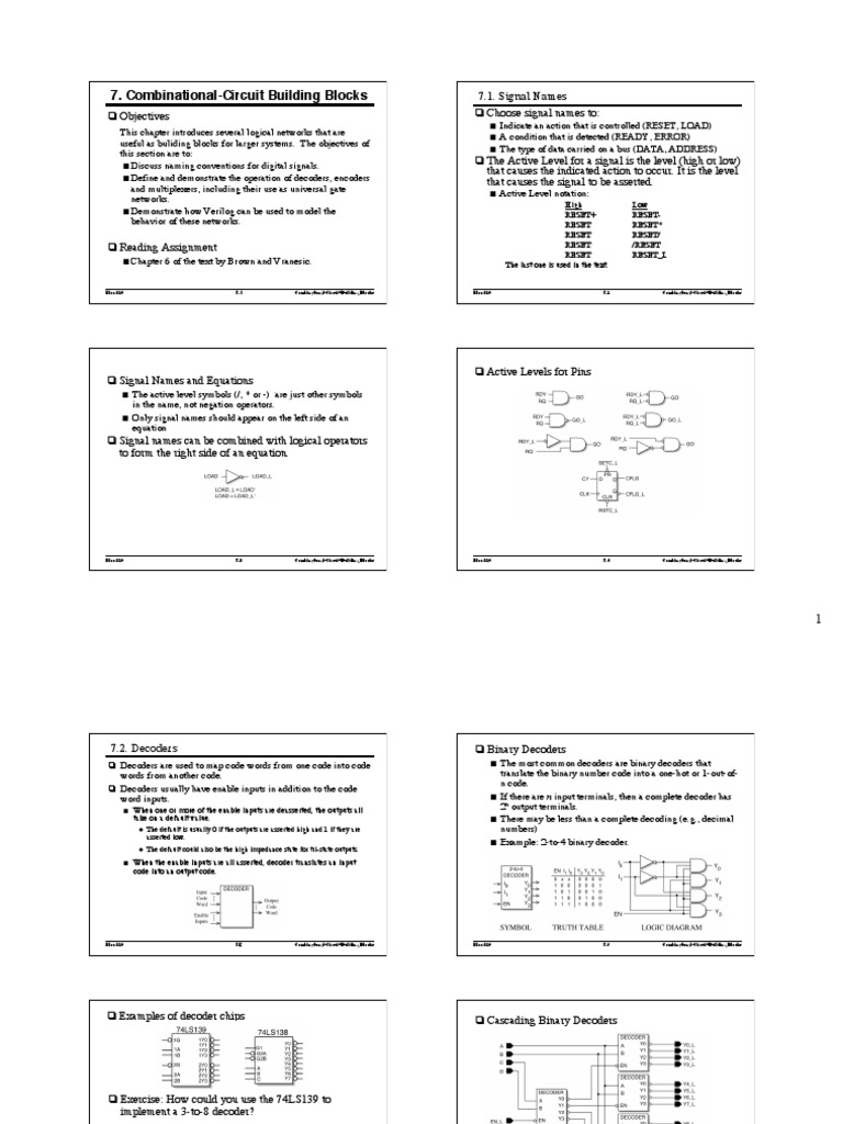 Combinational Circuit Building Blocks 7 1 Signal Names Pdf Electronic Engineering