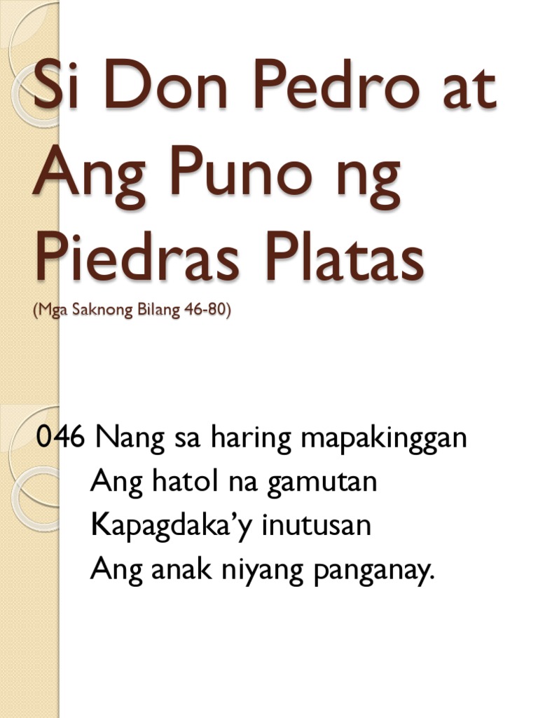Si Don Pedro at Ang Puno NG Piedras (Kabanata 3) | PDF