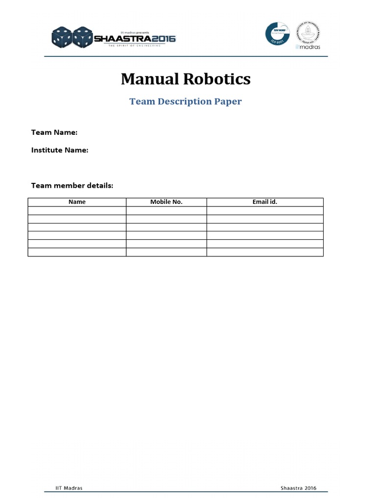 Manual Robotics TDP | PDF
