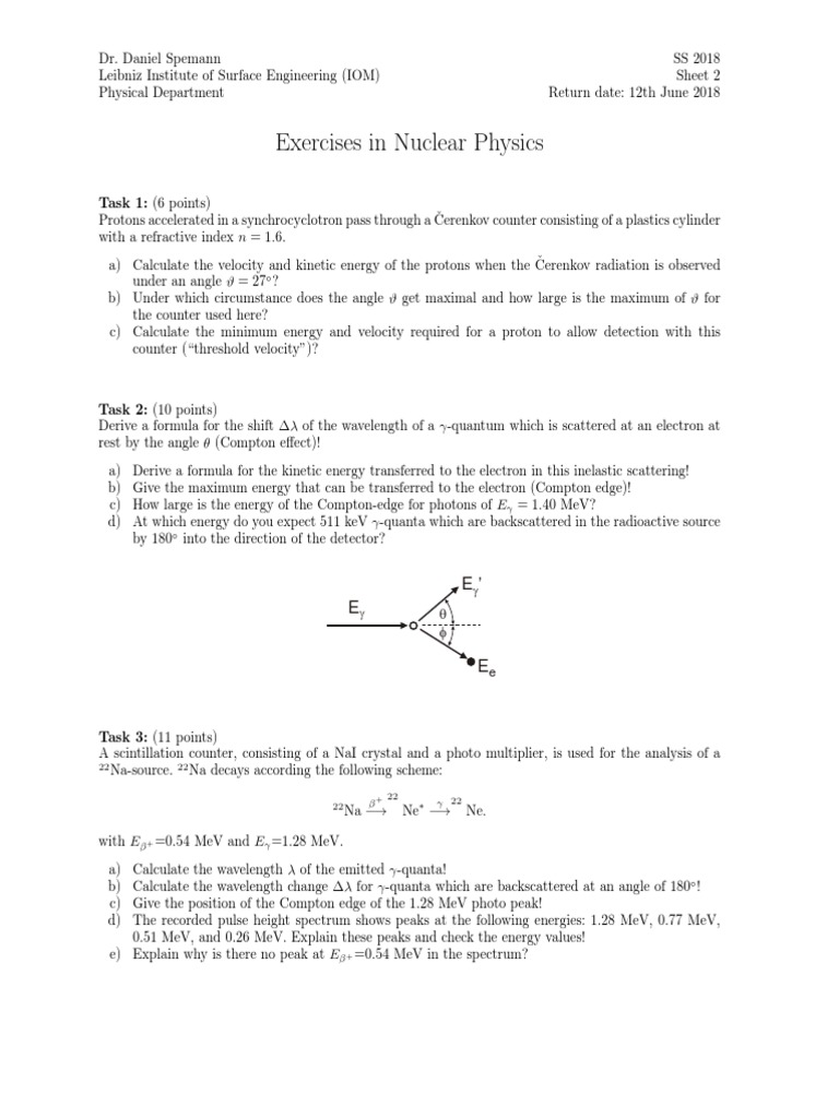 Exercises in Nuclear Physics | PDF | Electronvolt | Photon