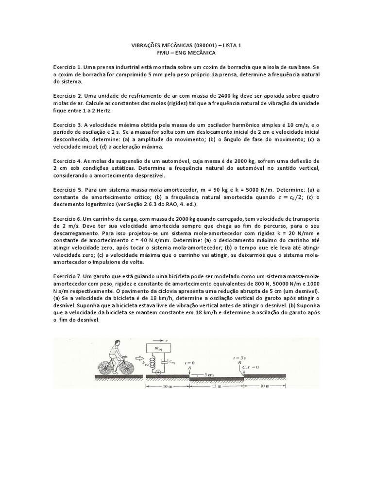 MV Lista 1 | PDF | Massa | Fenômenos físicos