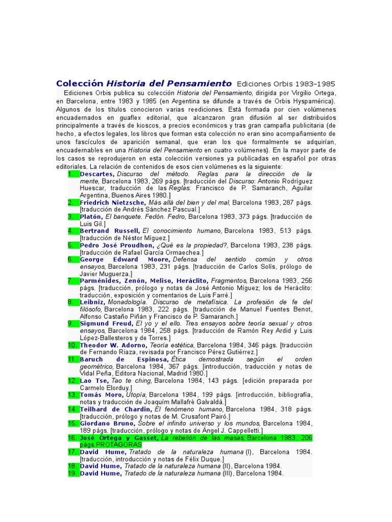 Colección Orbis Hyspamerica | PDF | Filosofía
