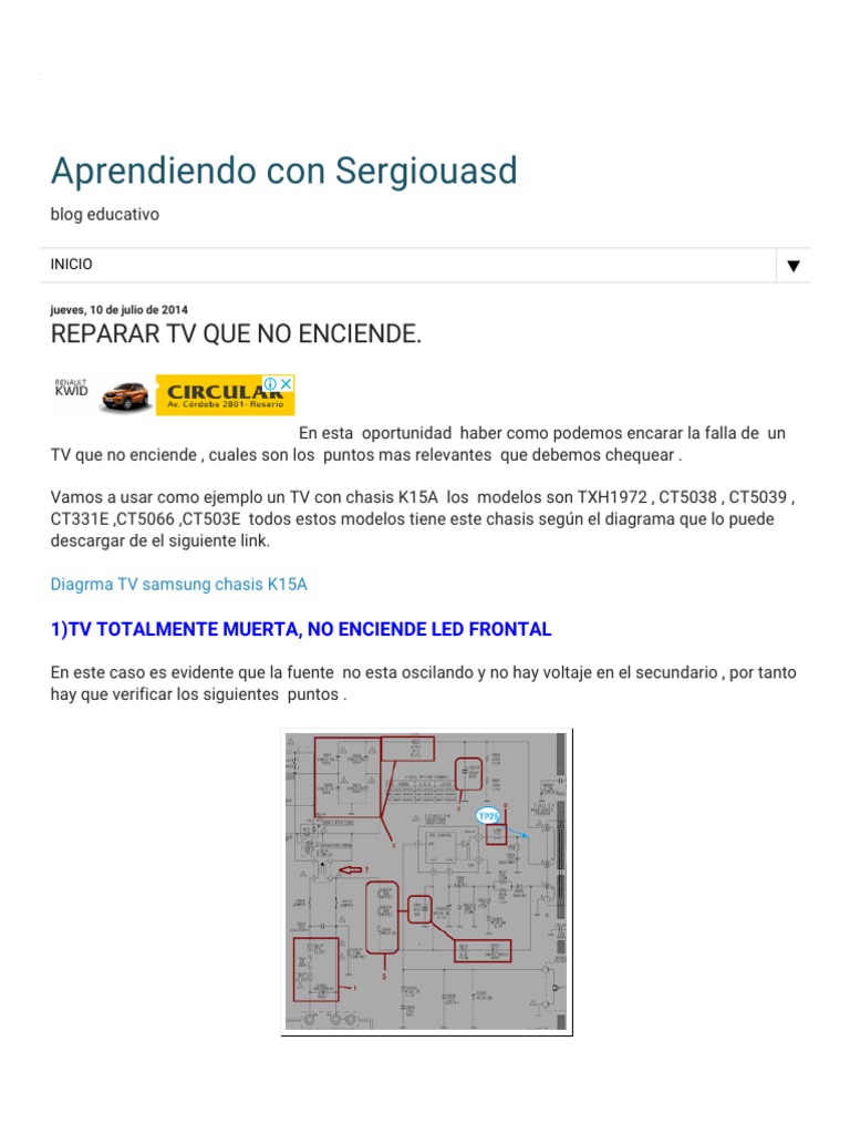 Aprendiendo Con Sergiouasd - Reparar TV Que No Enciende. | PDF ...