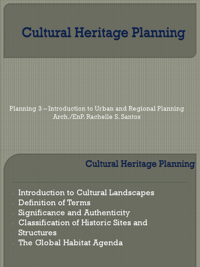 Cultural Heritage Planning | PDF | Cultural Heritage | Conservation (Ethic)