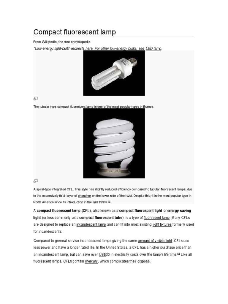 Compact Fluorescent Lamp | Download Free PDF | Fluorescence | Compact ...