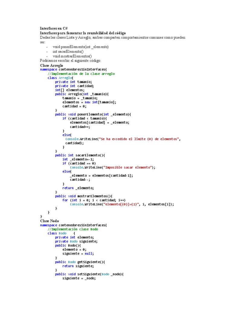 Documento de Cátedra - POO - Interfaces en CSharp | PDF | Objeto (informática) | Programación de ...