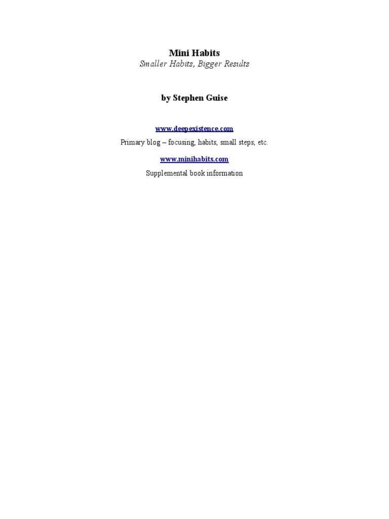 Mini Habits Free Chapter | PDF | Habits | Self Control