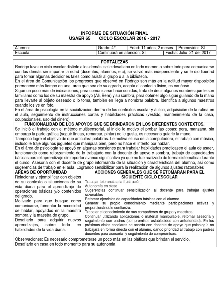 Rodri Informe Final | PDF | Maestros | Aprendizaje