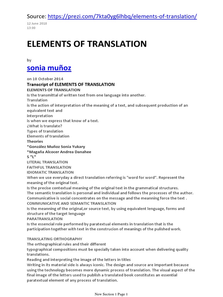 Prezi Presentation Translation Elements | PDF | Translations | Word