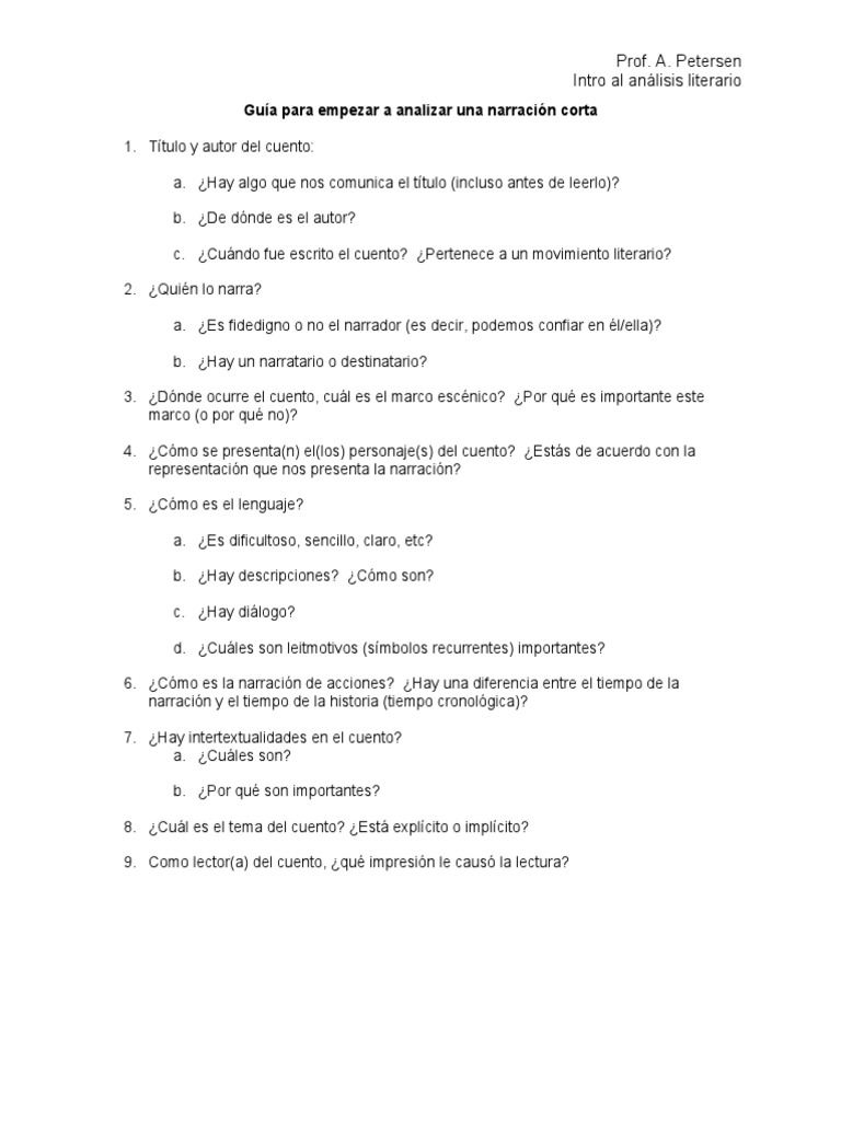Guía para analizar cuentos cortos | PDF | Narrativa | Cuentos
