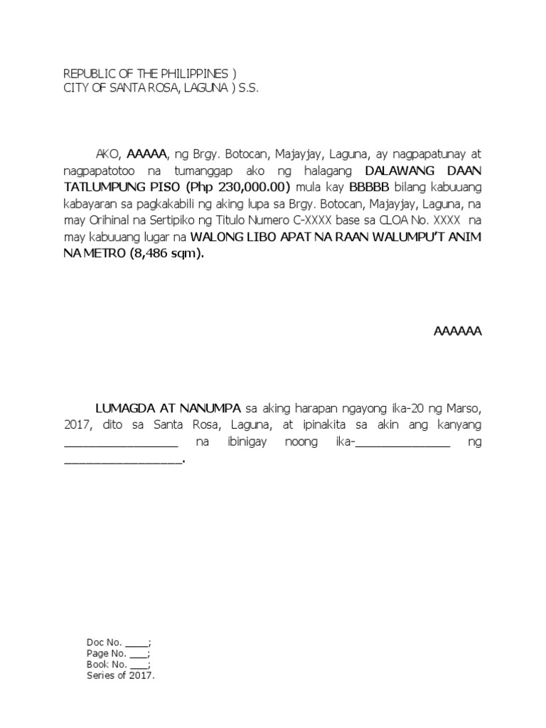 Acknowledgment Receipt - Tagalog | PDF