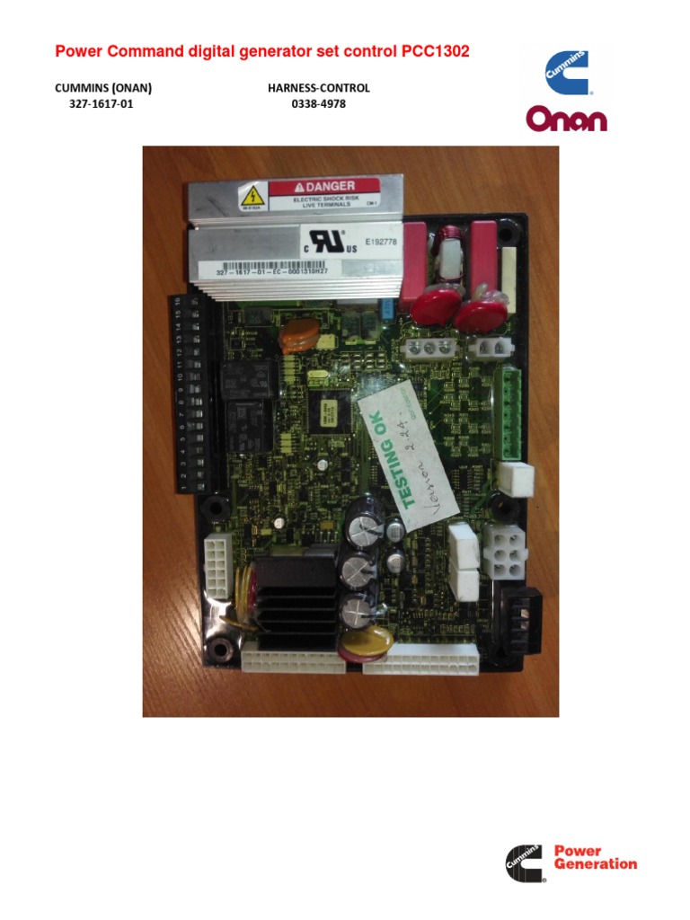 Power Command Digital Generator Set Control PCC1302: Cummins (Onan) Harness-Control 327-1617-01 ...