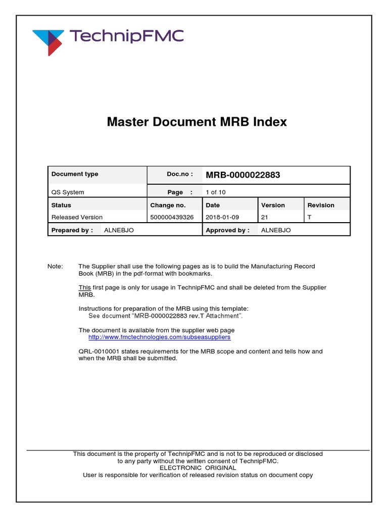 Master Document MRB Index Rev T | Technology | Computing | Free 30-day ...