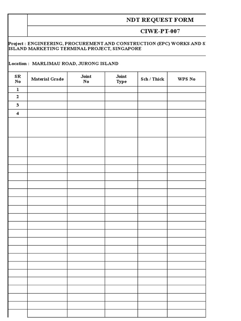 NDT Request Form CIWE-PT-007 | PDF